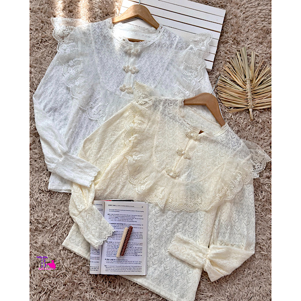 شومیز یقه توری سه دکمه – فروشگاه اینترنتی تیپفل