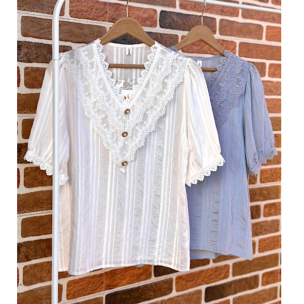 شومیز لینن آستین کوتاه خامه دوزی – فروشگاه اینترنتی تیپفل